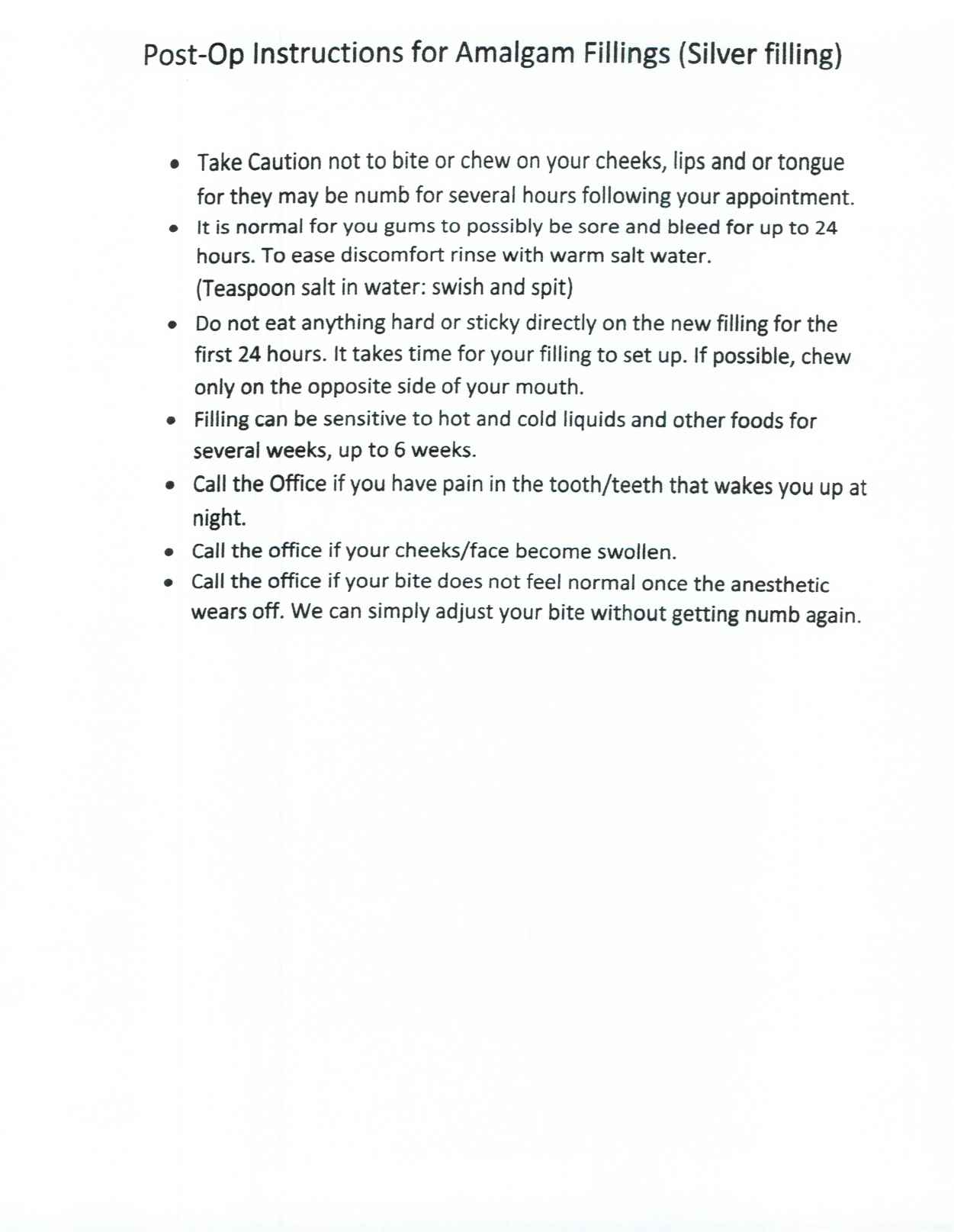 Post Op Extraction Instructions Printable Post Op Extraction Instructions Printable